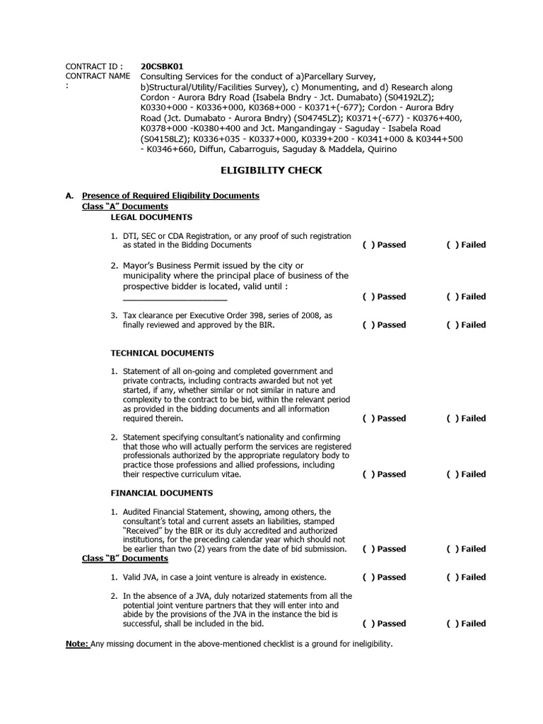 20CSBK01 BIDDING DOCUMENT WITH CHECKLIST | PDF | Joint Venture ...