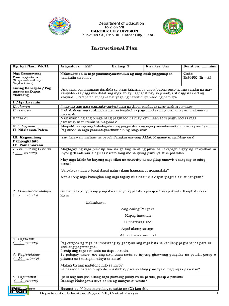 ESP3 - Q1 - IPLAN 11 - HannEnad | PDF