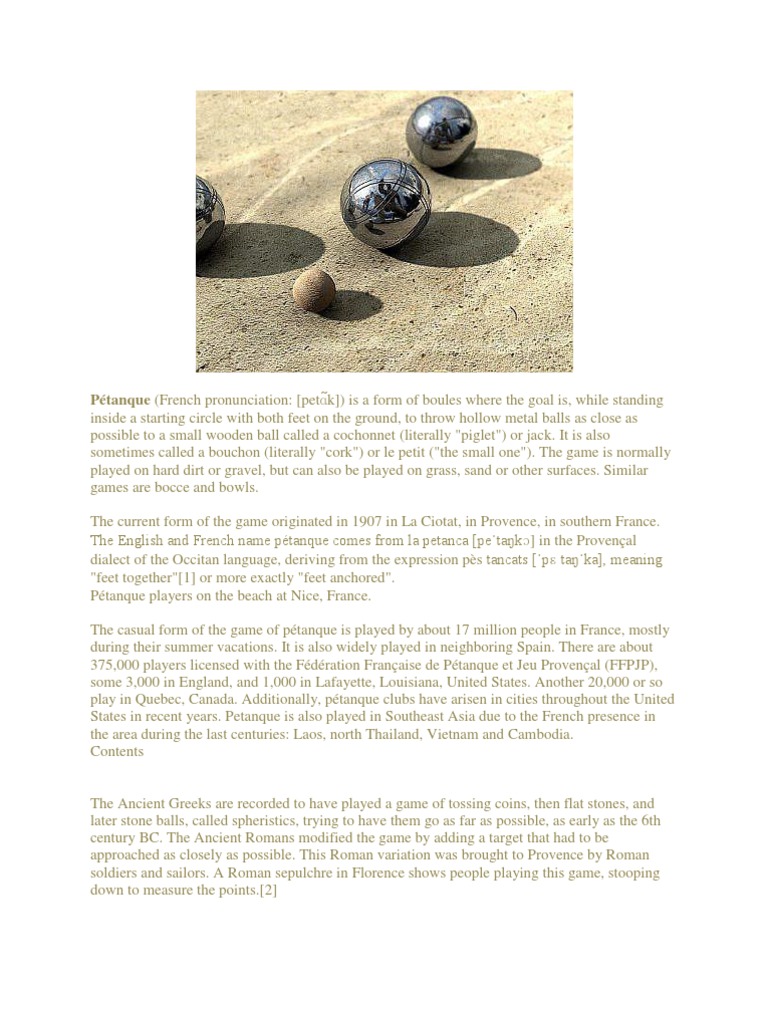 Pétanque | PDF | Team Sports | Leisure