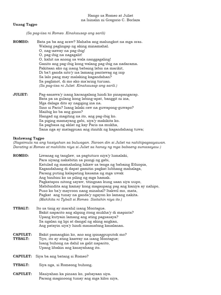 Hango Sa Romeo at Juliet | PDF