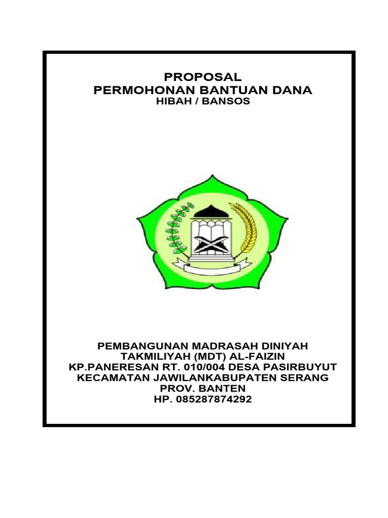 Proposal Permohonan Bantuan Dana: Hibah / Bansos | PDF