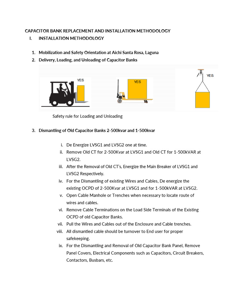 Installation Methodology for New Capacitor Bank | PDF ...