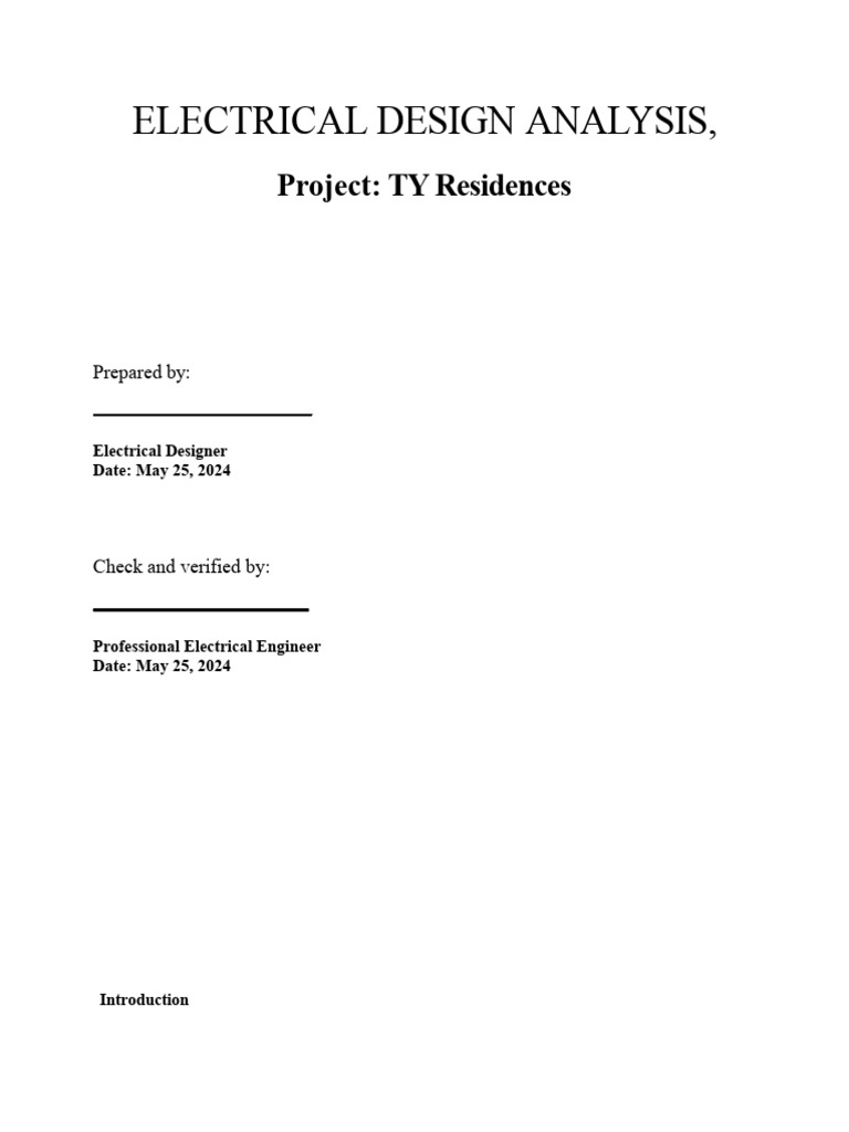 Electrical Design Analysis-Ty Residences | PDF | Transformer ...