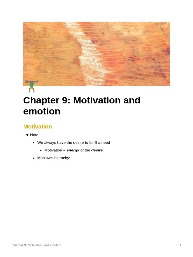 Chapter 9 Motivation and Emotion | PDF | Motivational | Motivation