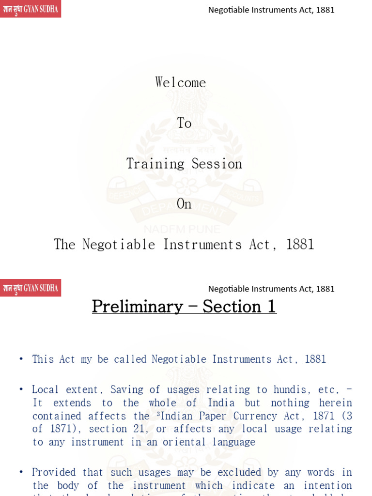 Negotiable Instrument Act | PDF | Negotiable Instrument | Promissory Note