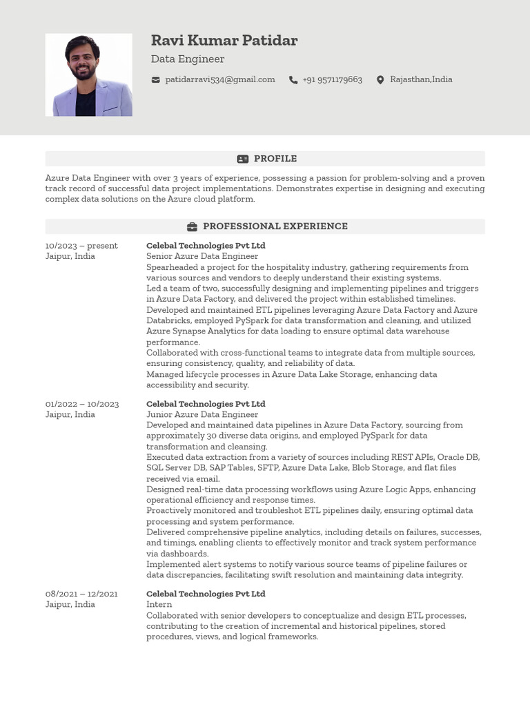 Ravi Kumar Patidar Resume | PDF | Microsoft Azure | Information Retrieval