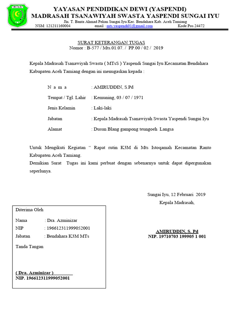 Surat Tugas KAMAD | PDF