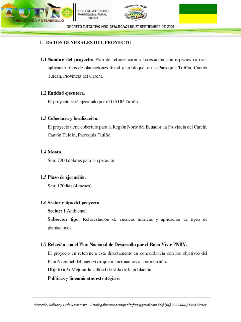 Proyecto Reforestacion y Forestacion Tufiño 1 | PDF | Agua | Entorno ...
