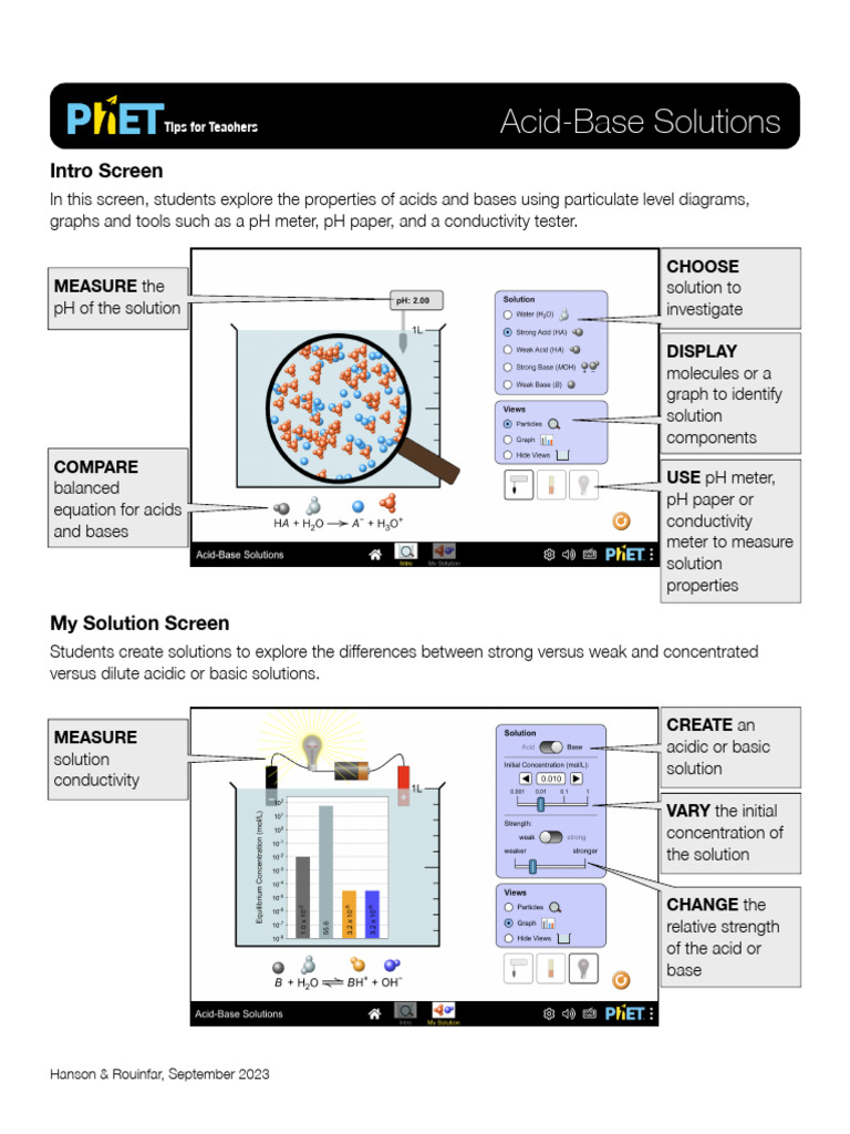 Acid-Base Simulation Guide | PDF | Ph | Acid