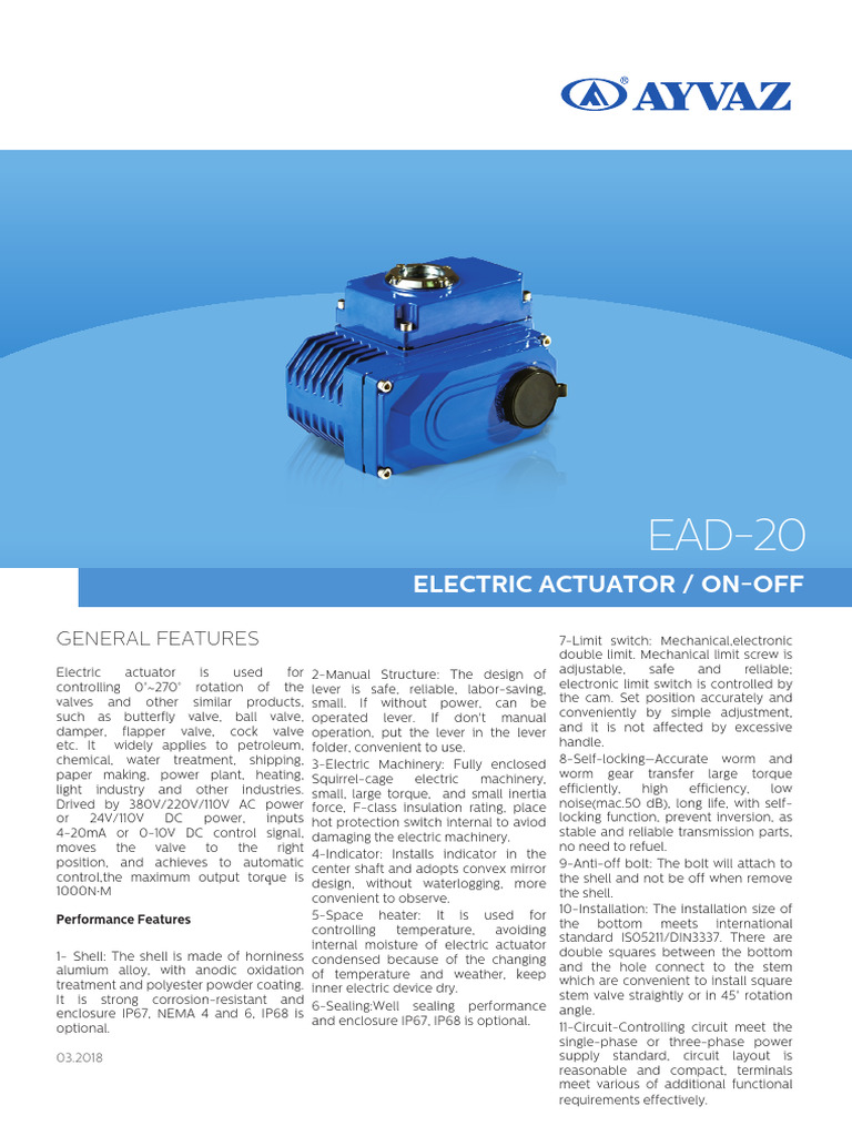 Ayvaz Electric Actuator | PDF | Valve | Actuator