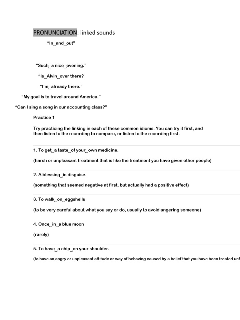 Linking Sounds in English Pronunciation | PDF