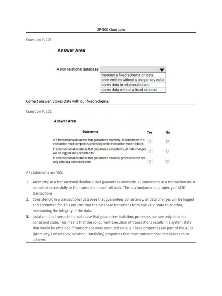 DP900 ExamTopic Questions - 201 To 285 | PDF | Database Transaction | Databases