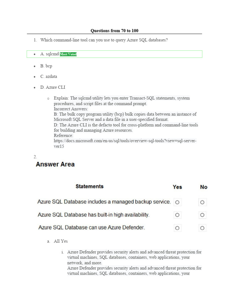Azure SQL Database Exam Questions 70-100 | PDF | Databases | Microsoft ...