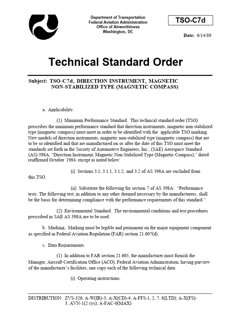 TSO C7d | PDF | Aviation