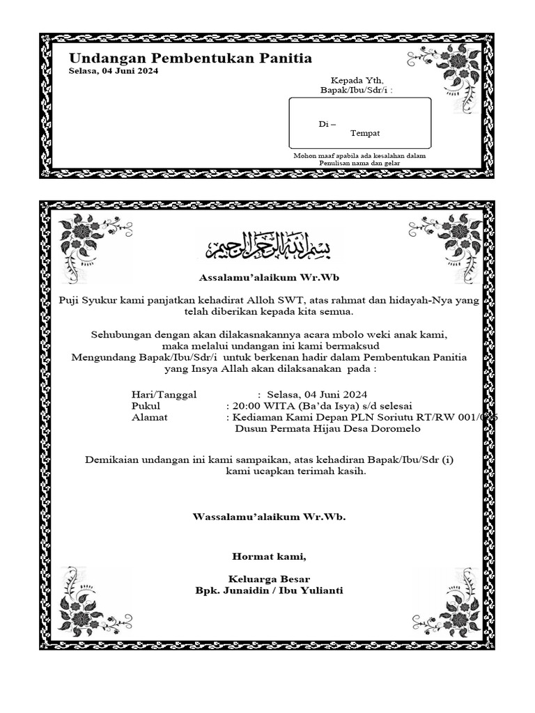 Contoh Surat Undangan Rapat Panitia Pernikahan 1 240703124043 747dcd14 ...