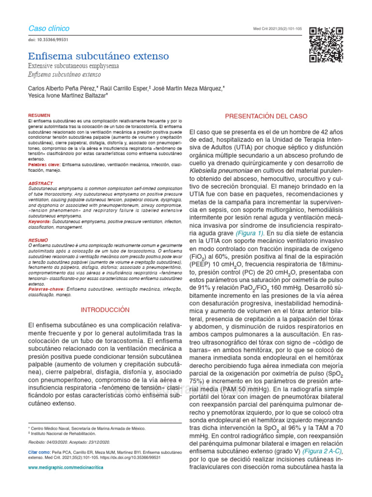 Enfisema Subcutaneo Extenso | PDF | Sistema respiratorio | Emergencias Médicas