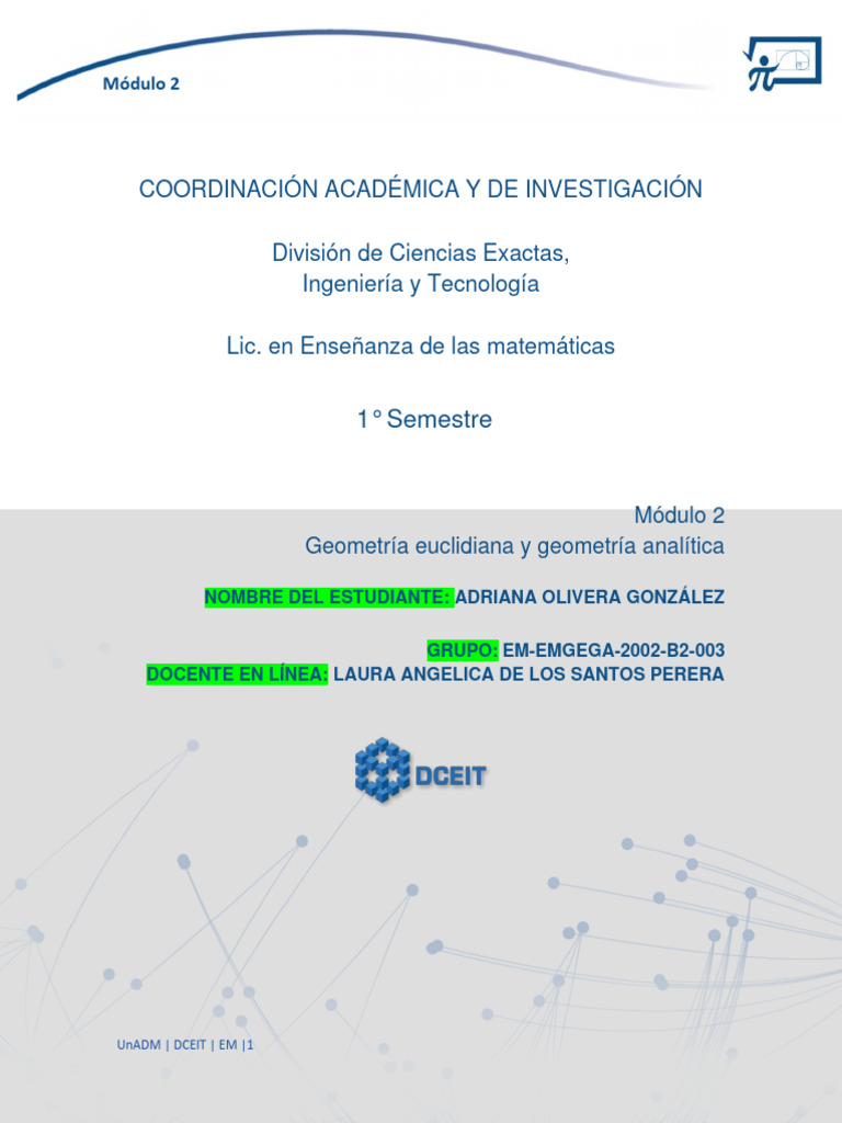Geometría Euclidiana y Analítica | PDF | Línea (geometría) | Pendiente