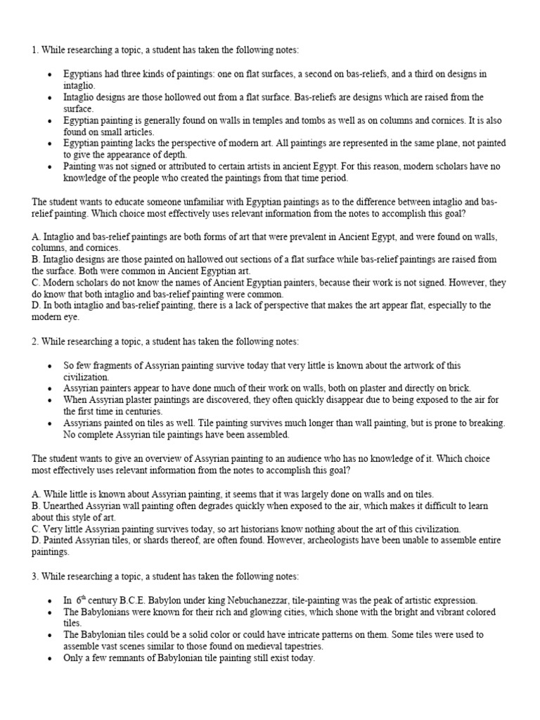 (DSAT Writing) Rhetorical Analysis - Set #1 | PDF | Relief | Mosaic