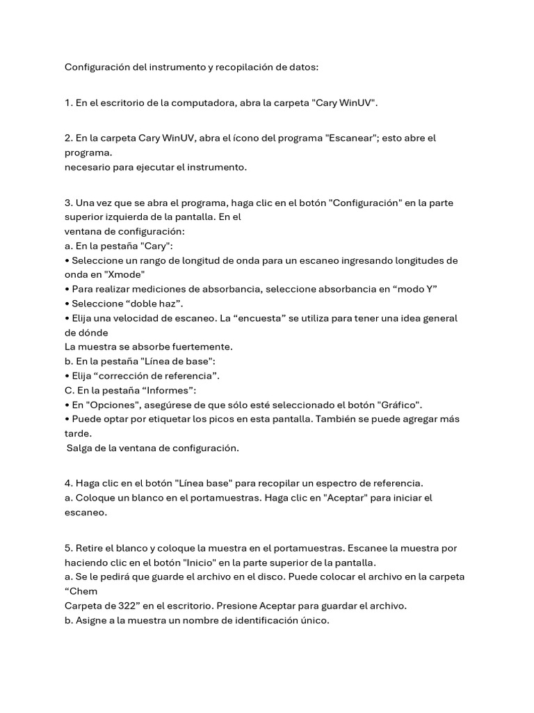 Manual de Configuración Cary WinUV | PDF | Ventana (informática) | Espectro