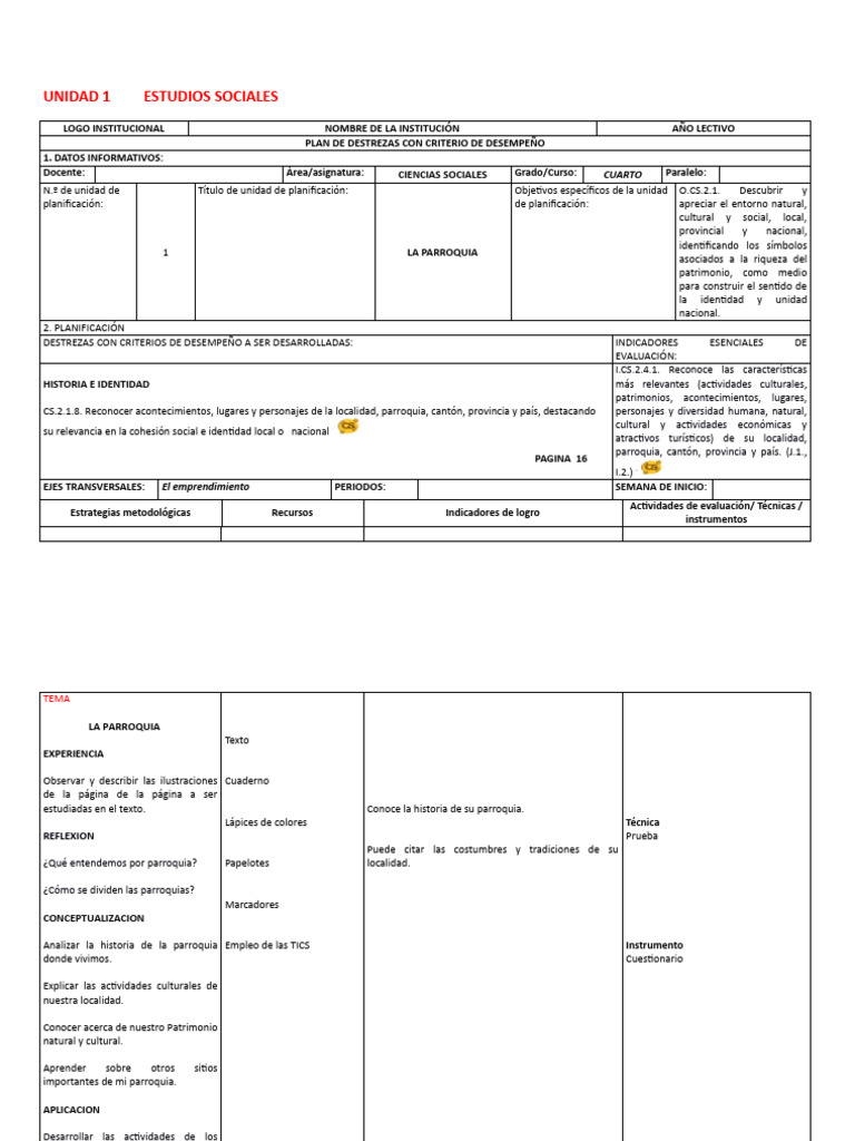 CS Planif DCD 4to | PDF | Maestros | Planificación