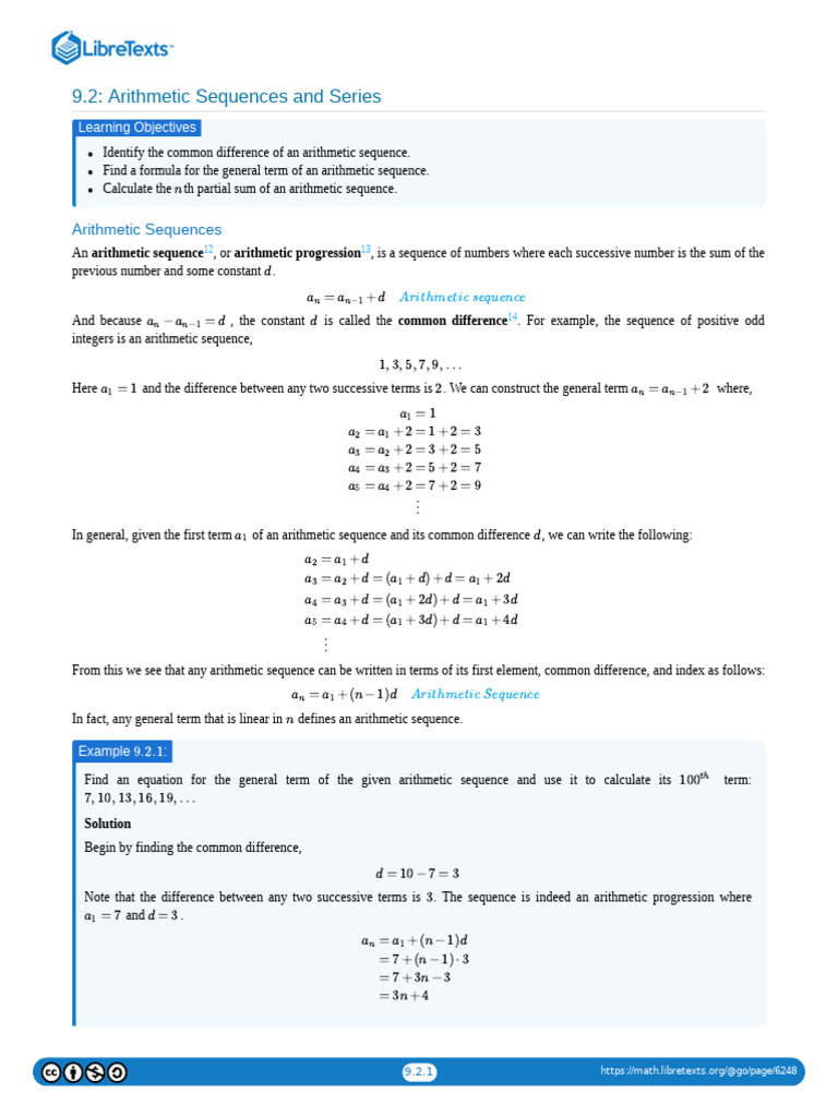 9.02 - Arithmetic - Sequences - and - Series | PDF | Sequence | Summation