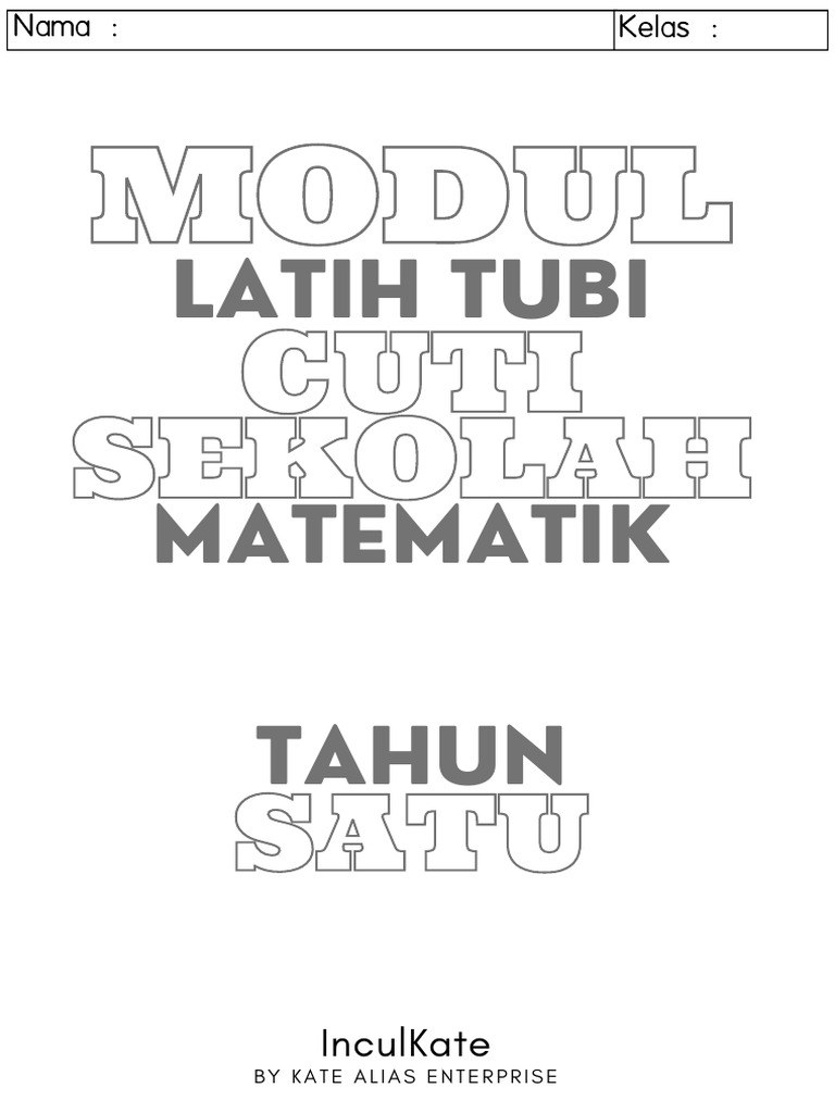Latih Tubi Math T1 (Inculkate - My) | PDF