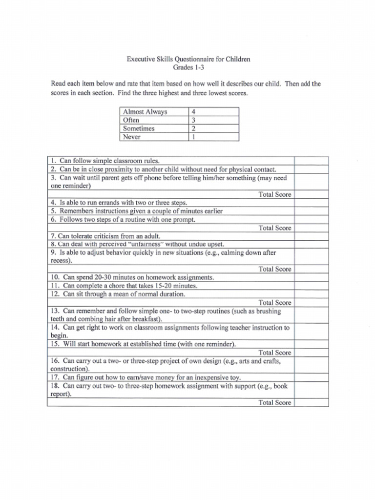 Executive Skills Grades1 3 | PDF