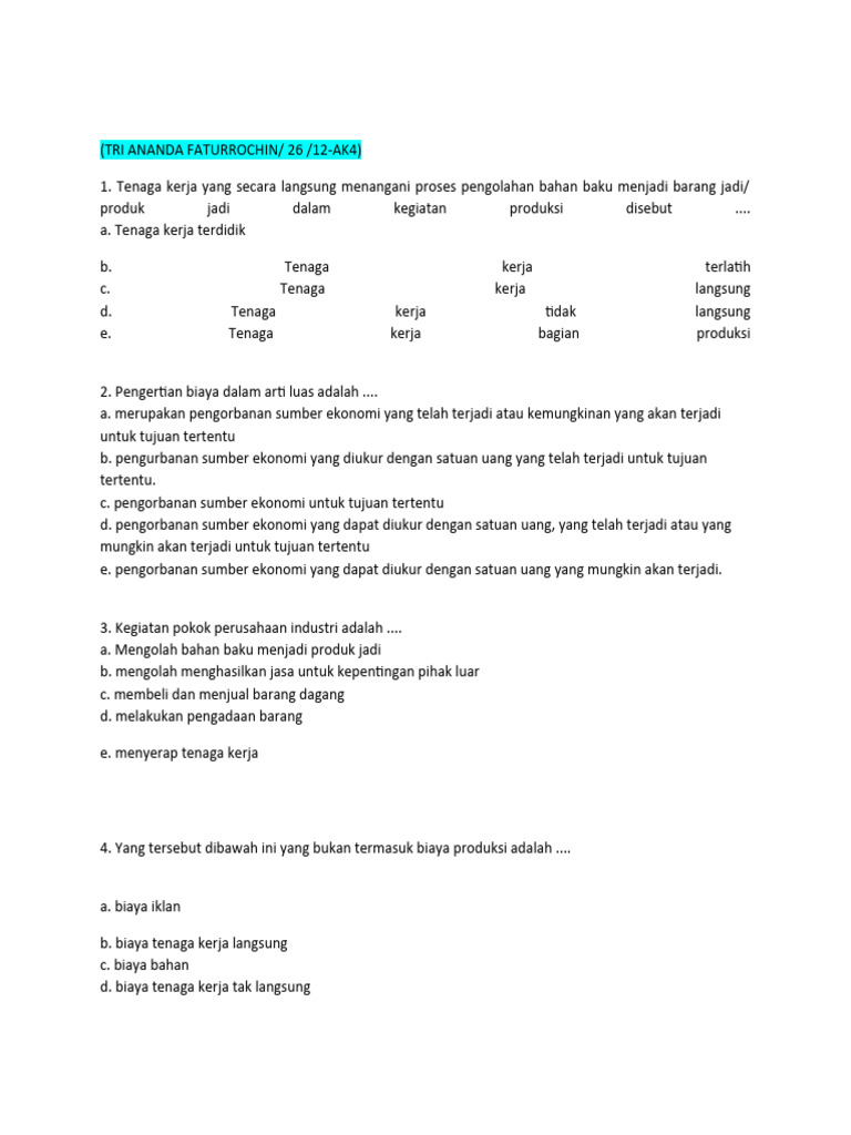 Task Manukfaktur (Xii-AK4) | PDF
