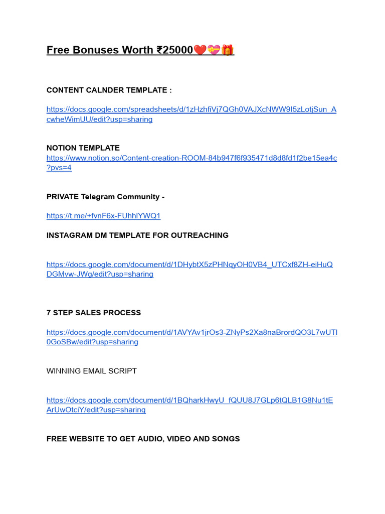 Free Bonuses Worth 25000 ?? | PDF