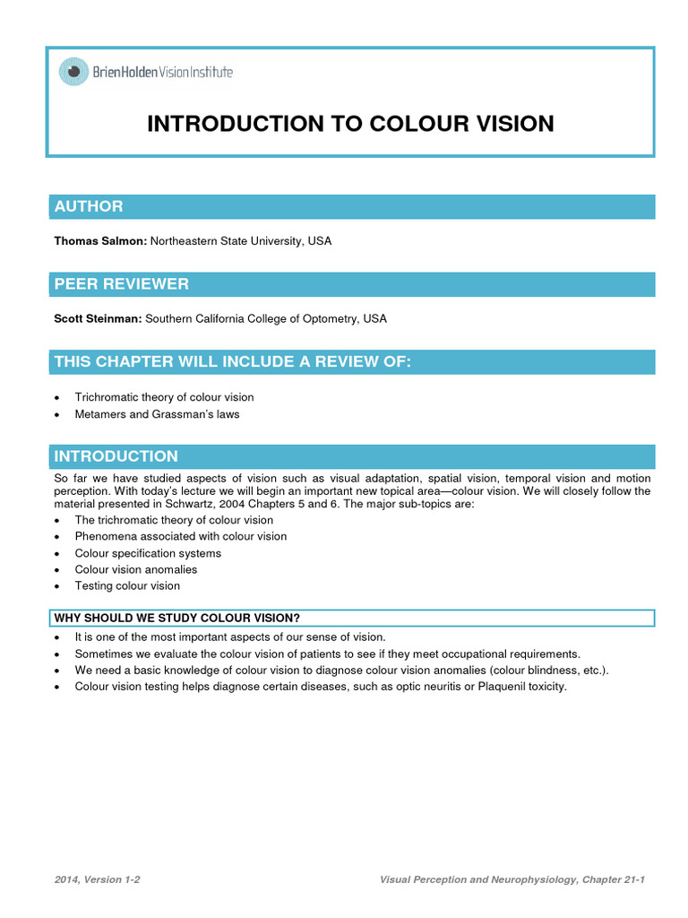 21 Introduction To Color Vision | PDF | Color | Visual Perception