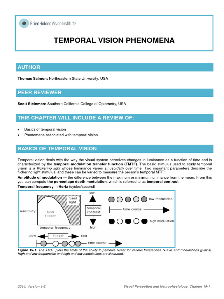 19 Temporal Vision Phenomena | PDF | Light | Retina