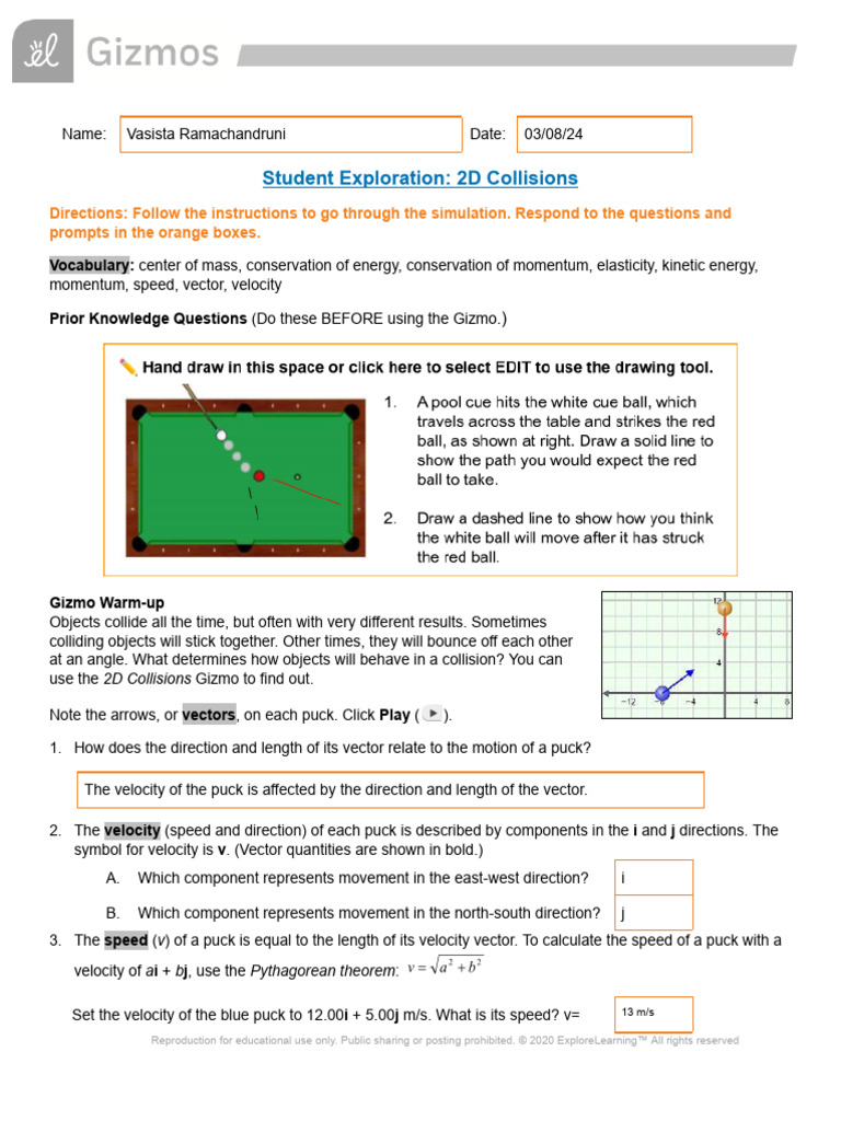 2DCollisionsSE Ramachandruni | PDF | Collision | Momentum