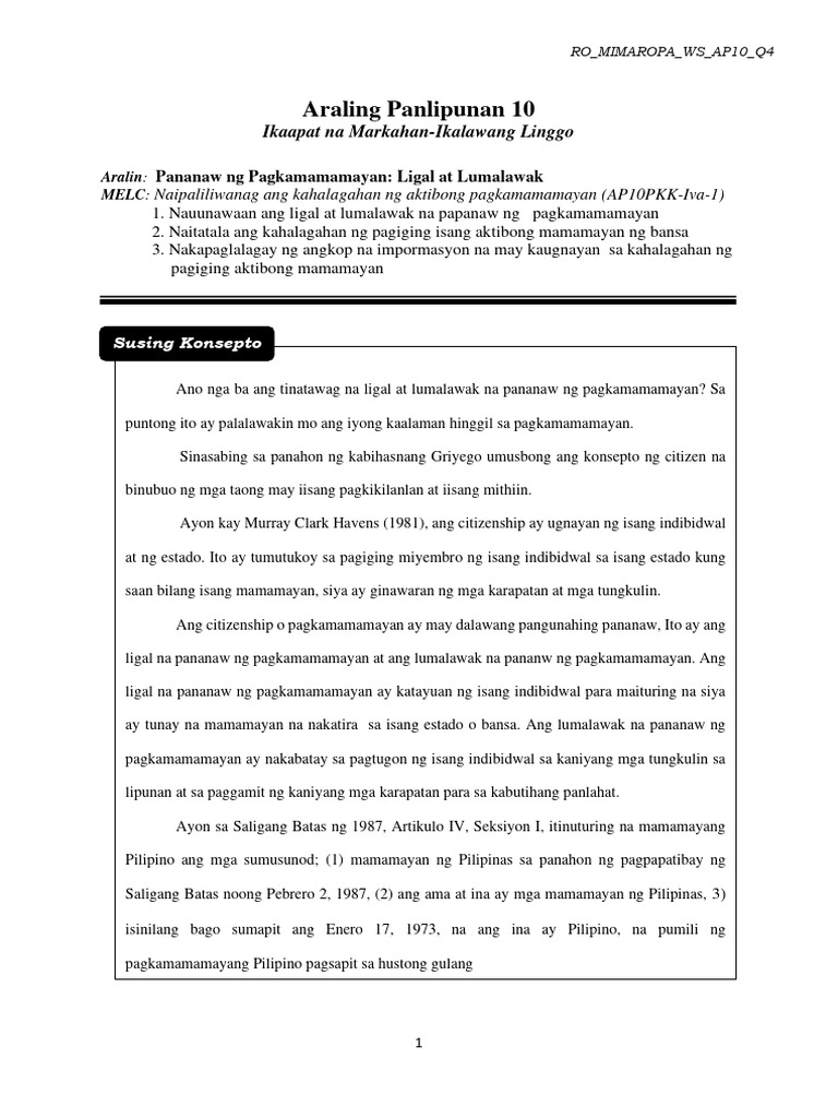 Ap10 Quarter 4 Week 2 | PDF