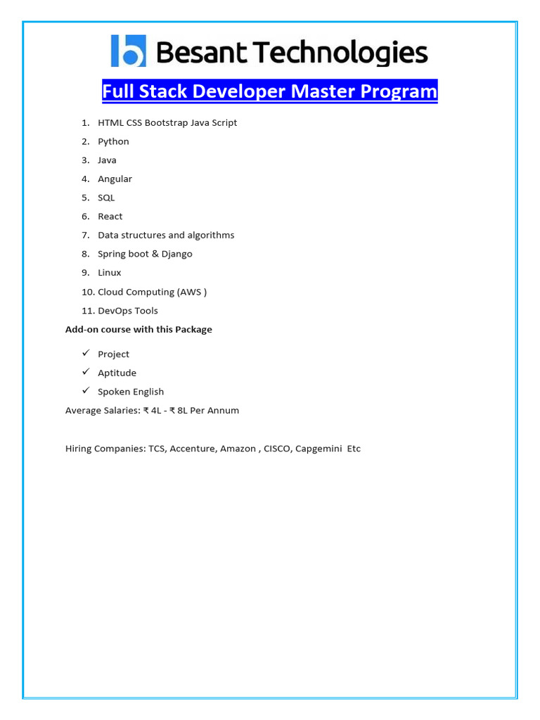 Full Stack Developer Master Programe | PDF | Class (Computer ...