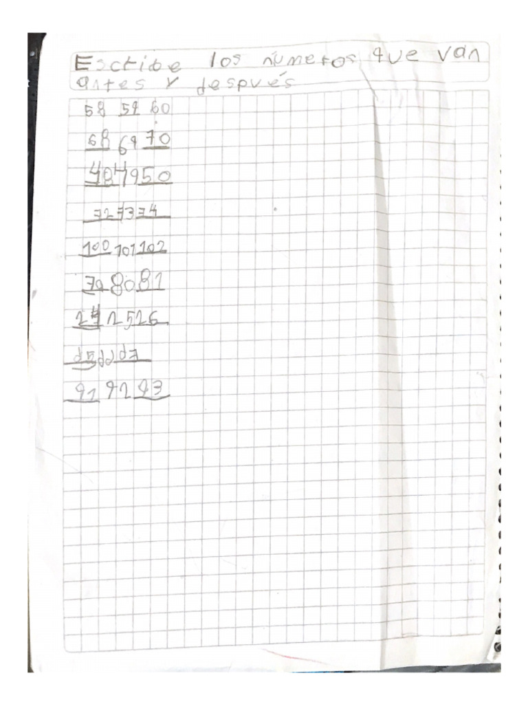 Numeros Antes Y Despues | PDF