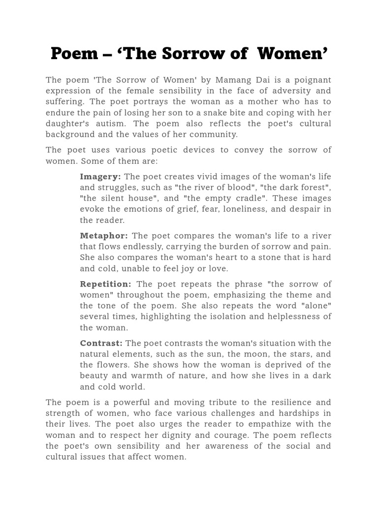 Poem - The Sorrow of Women | PDF | Classics