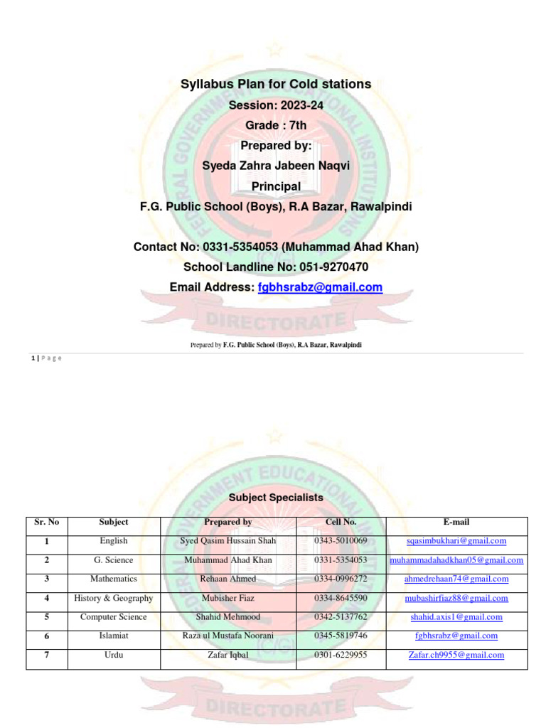 CL VII Scheme of Studies - Cold Station | PDF | Ion | Chemical Compounds