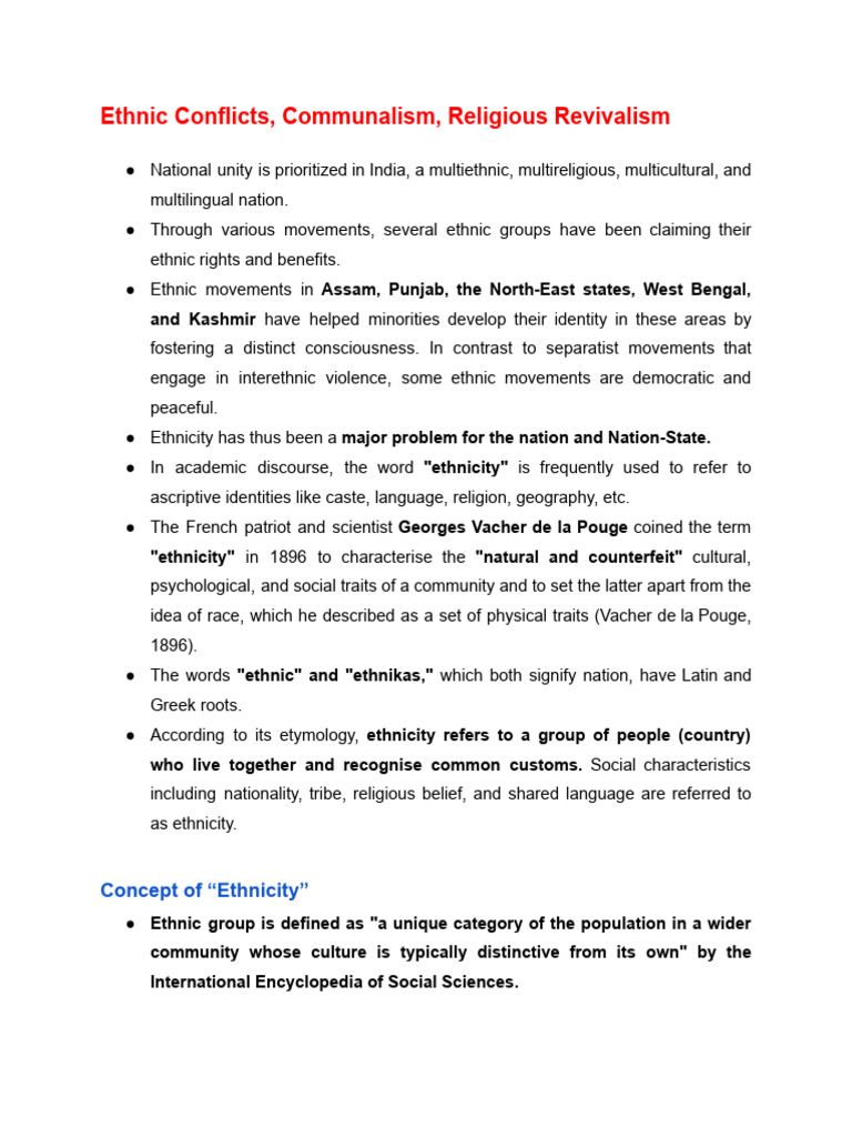 Ethnic Conflicts Communalism Religious Revivalism | PDF | Ethnicity ...