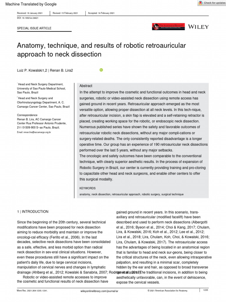 Traducido The Anatomical Record - 2021 - Kowalski - Anatomy Technique ...