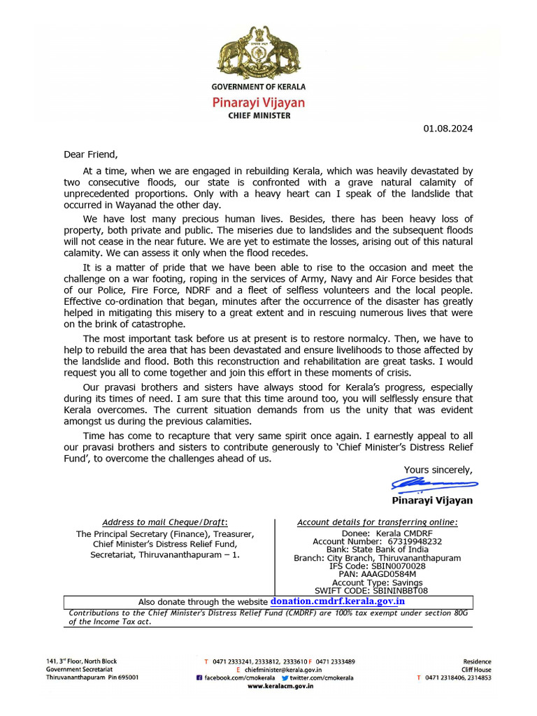Cm Letter | PDF | Disasters