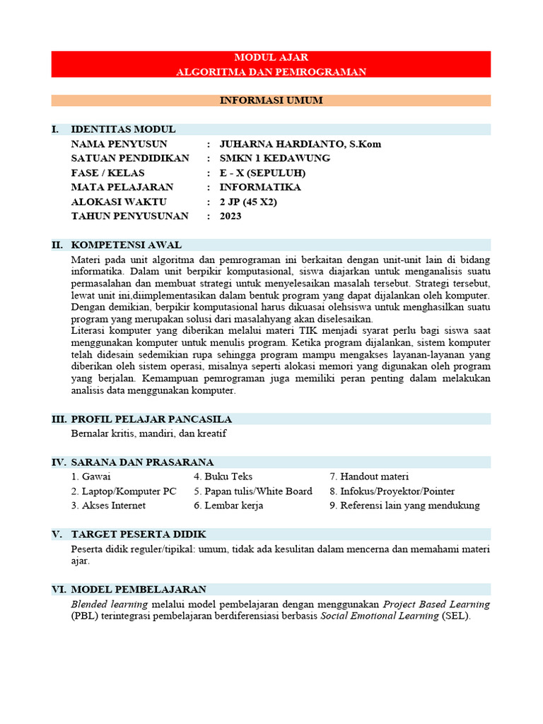 Informatika Bab 7 - Algoritma Dan Pemrograman | PDF