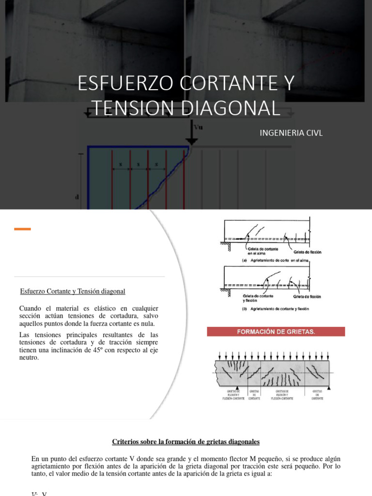 08 ESFUERZO CORTANTE Y TENSION DIAGONAL | PDF | Viga (Estructura) | Doblar