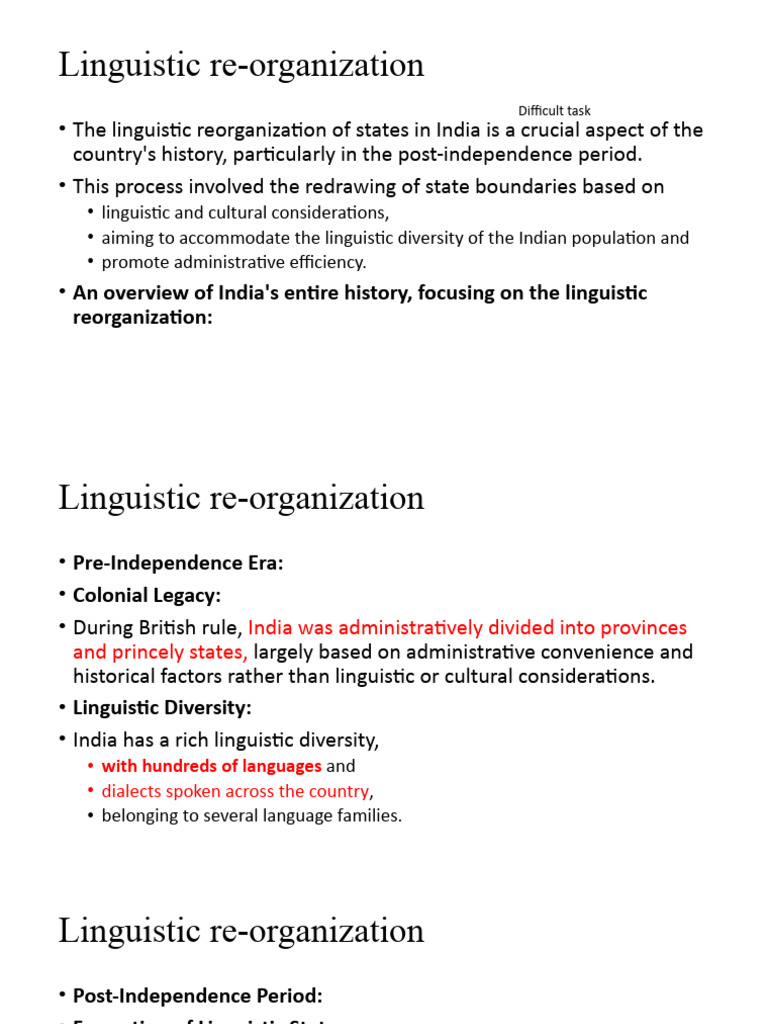 Module 2 Linguistic Re-Organization | PDF
