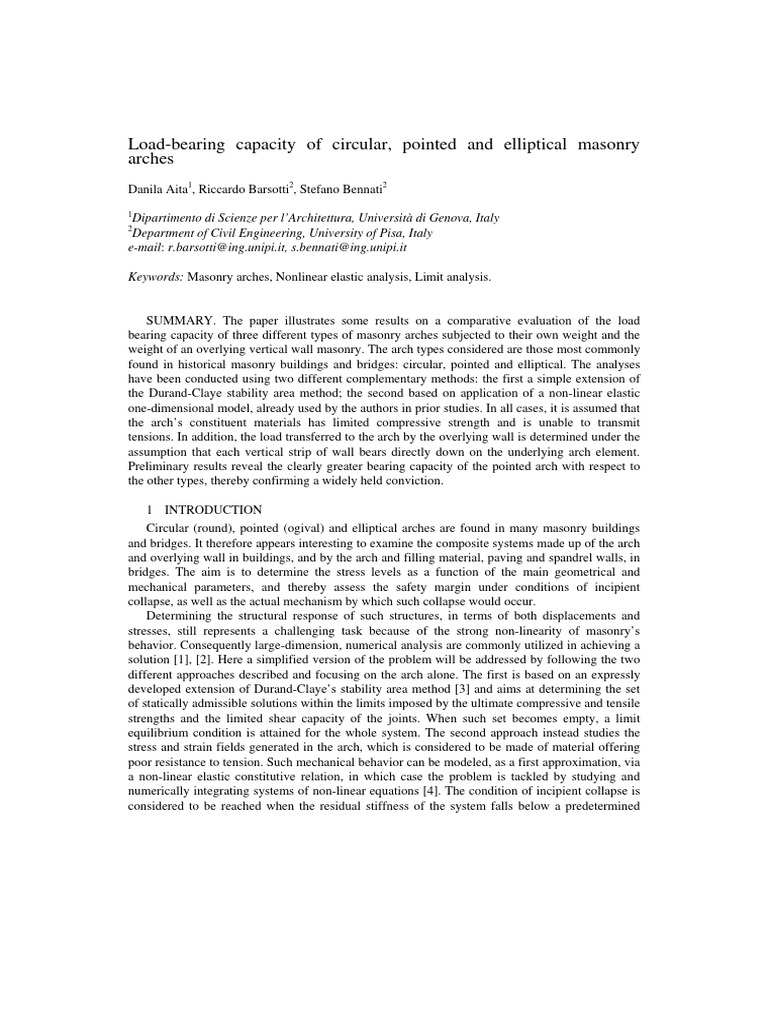 Load Capacity Arch | PDF | Stress (Mechanics) | Equations
