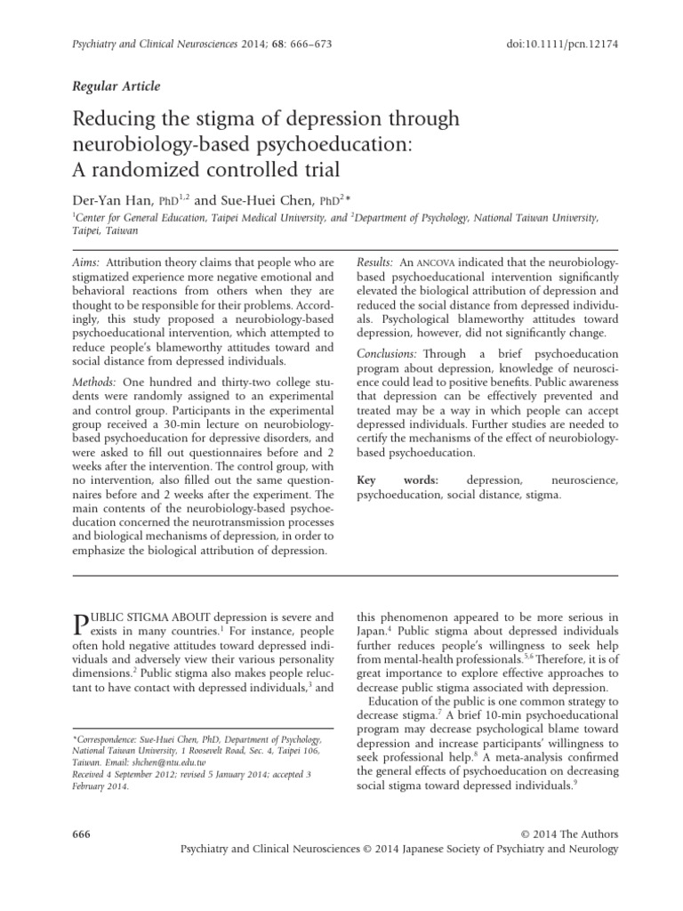 Reducing The Stigma of Depression Through Neurobiology-Based ...
