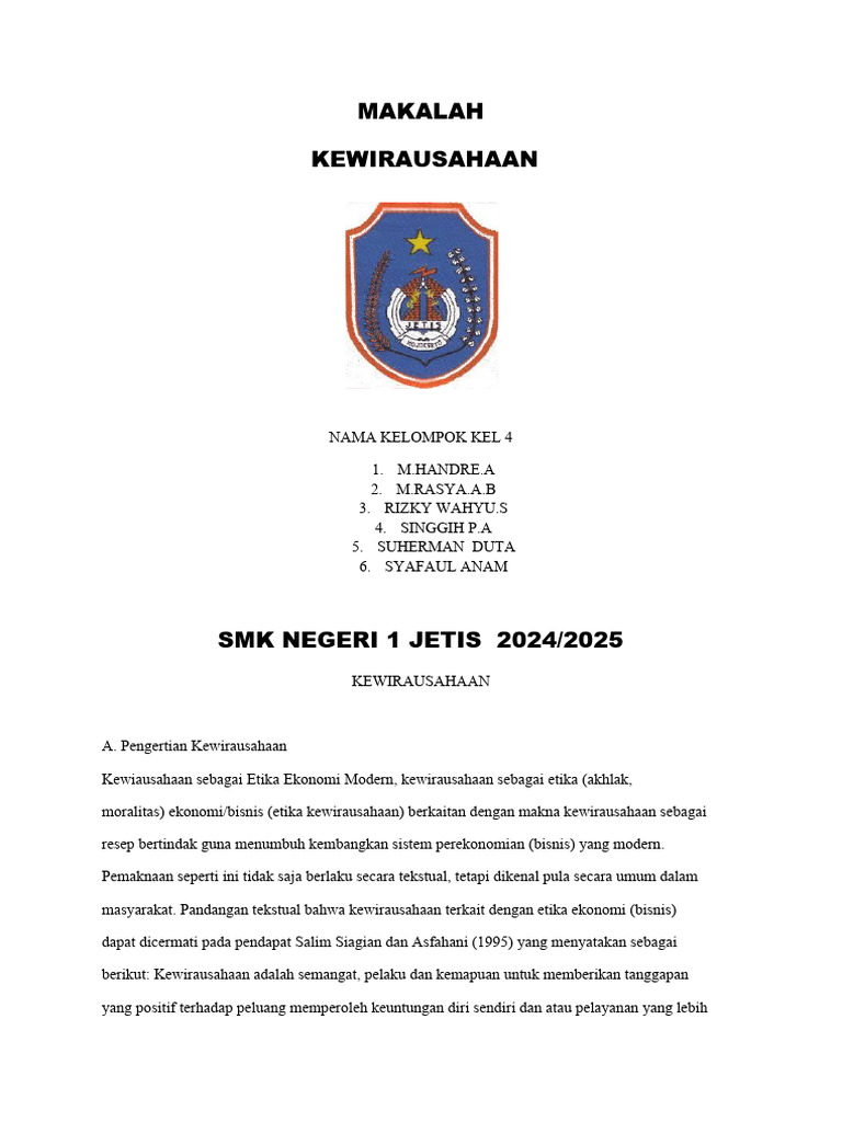 Projek Kreatif Dan Kewirausahaan Kelompok 4 XI TPL 2 | PDF