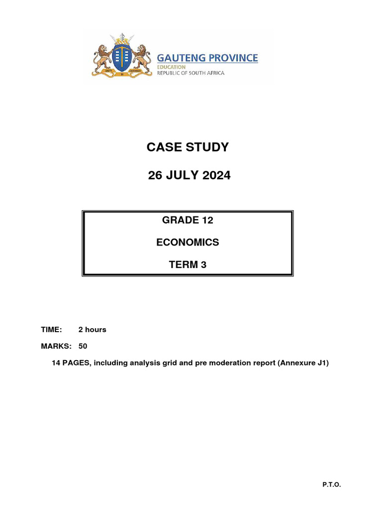Grade 12 Economics Term 3 Case Study | PDF | Infrastructure | Inflation