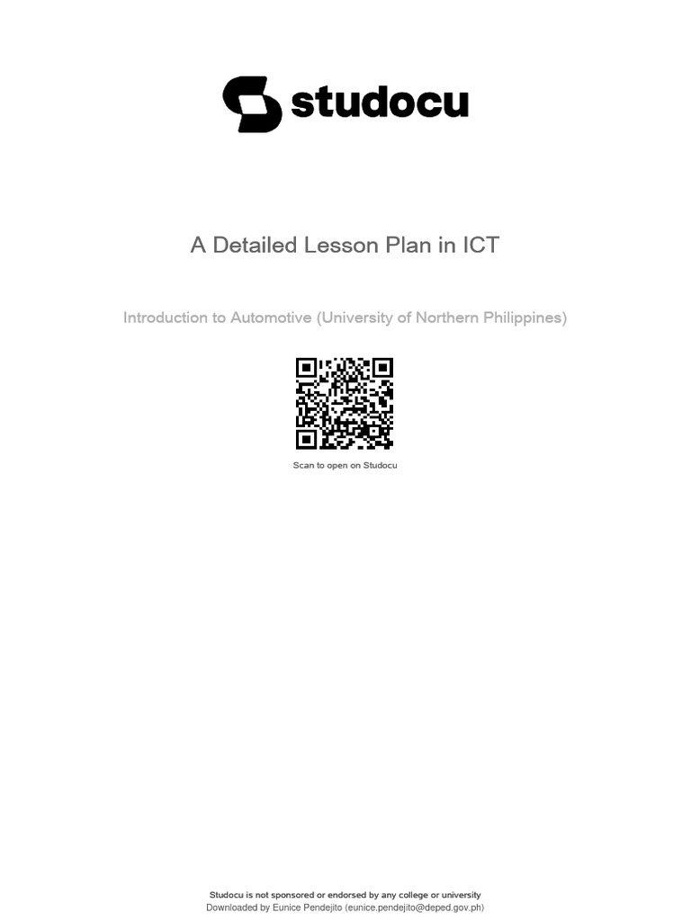 A Detailed Lesson Plan in Ict | PDF | Microsoft Excel | Spreadsheet