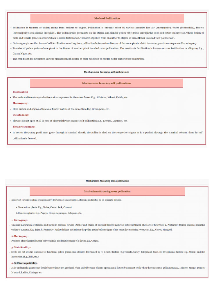 Breeding Notes (Pollination Methods) | PDF