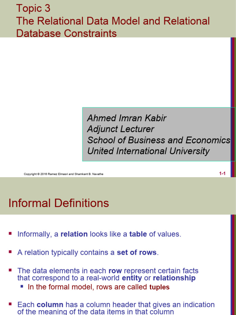 Chapter 3 Bus509 | PDF | Relational Database | Relational Model